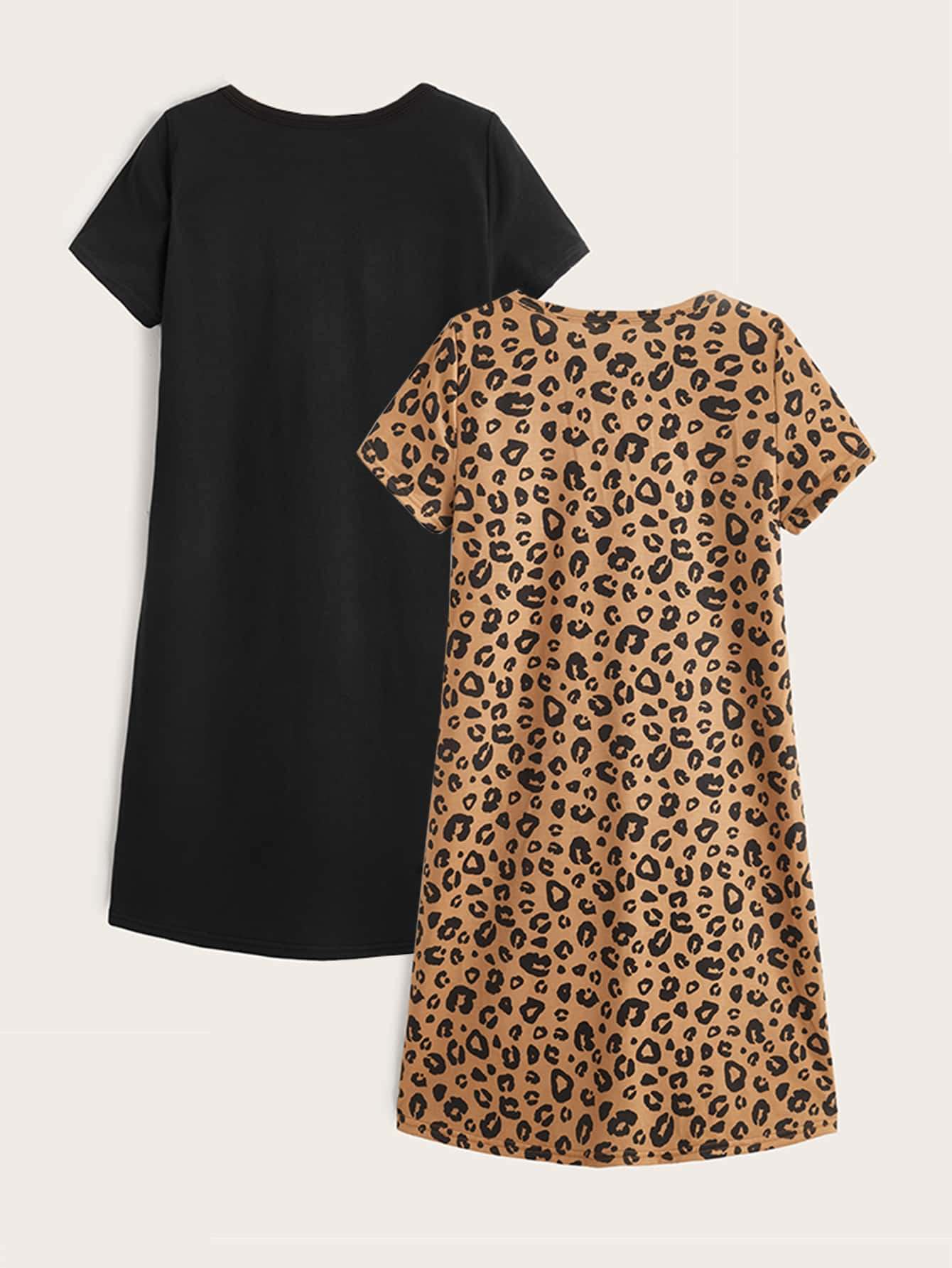 SHEIN Girls 2pcs Cartoon And Leopard Print Nightdress | SHEIN UK