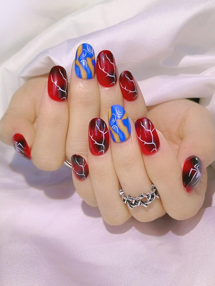Spiderman Acrylic Nails