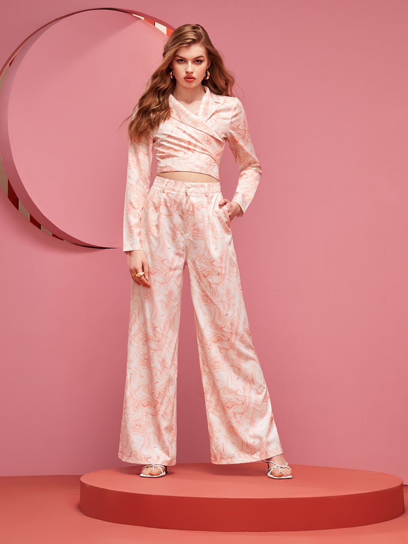 Manon Gautier Marble Print Wide Leg Pants | SHEIN USA