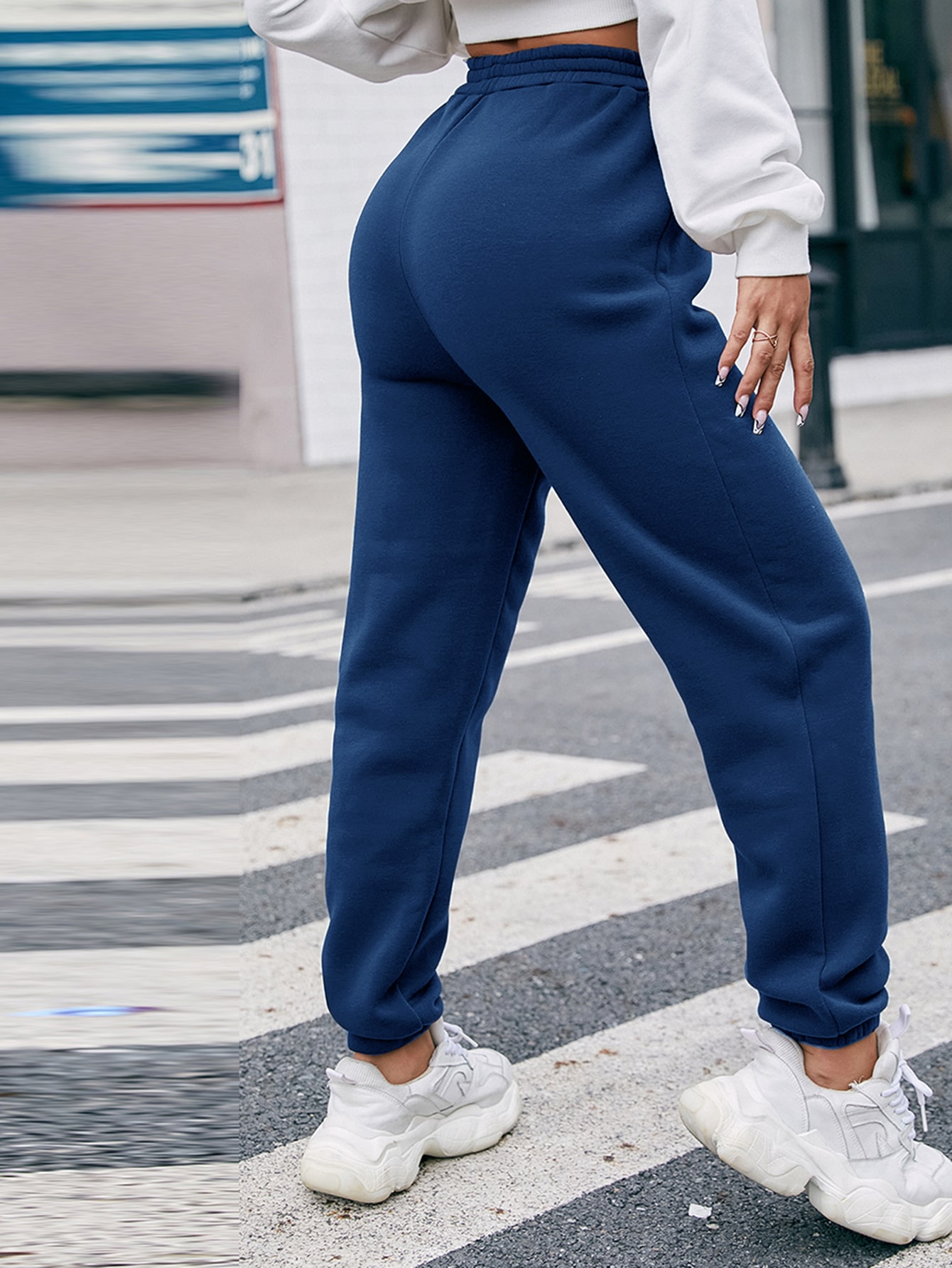 Elastic Waist Solid Joggers