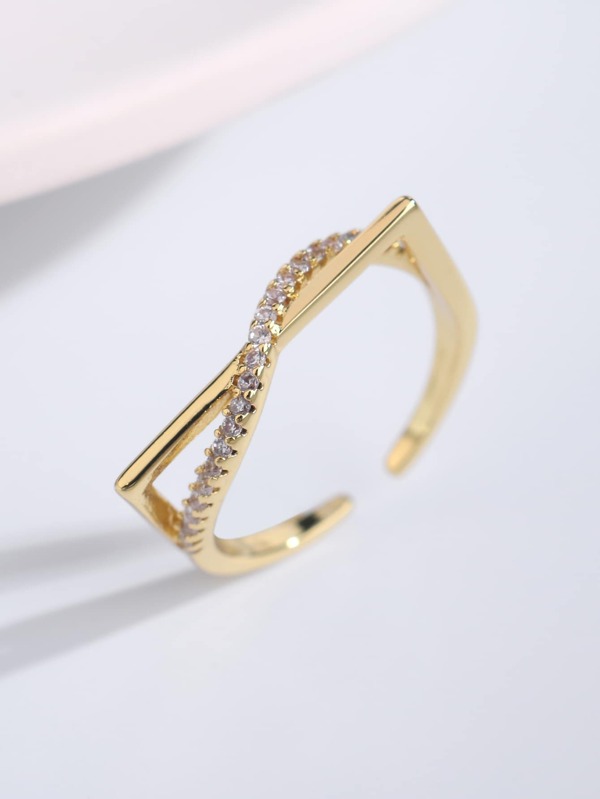 Cubic Zirconia Decor Cuff Ring | SHEIN USA