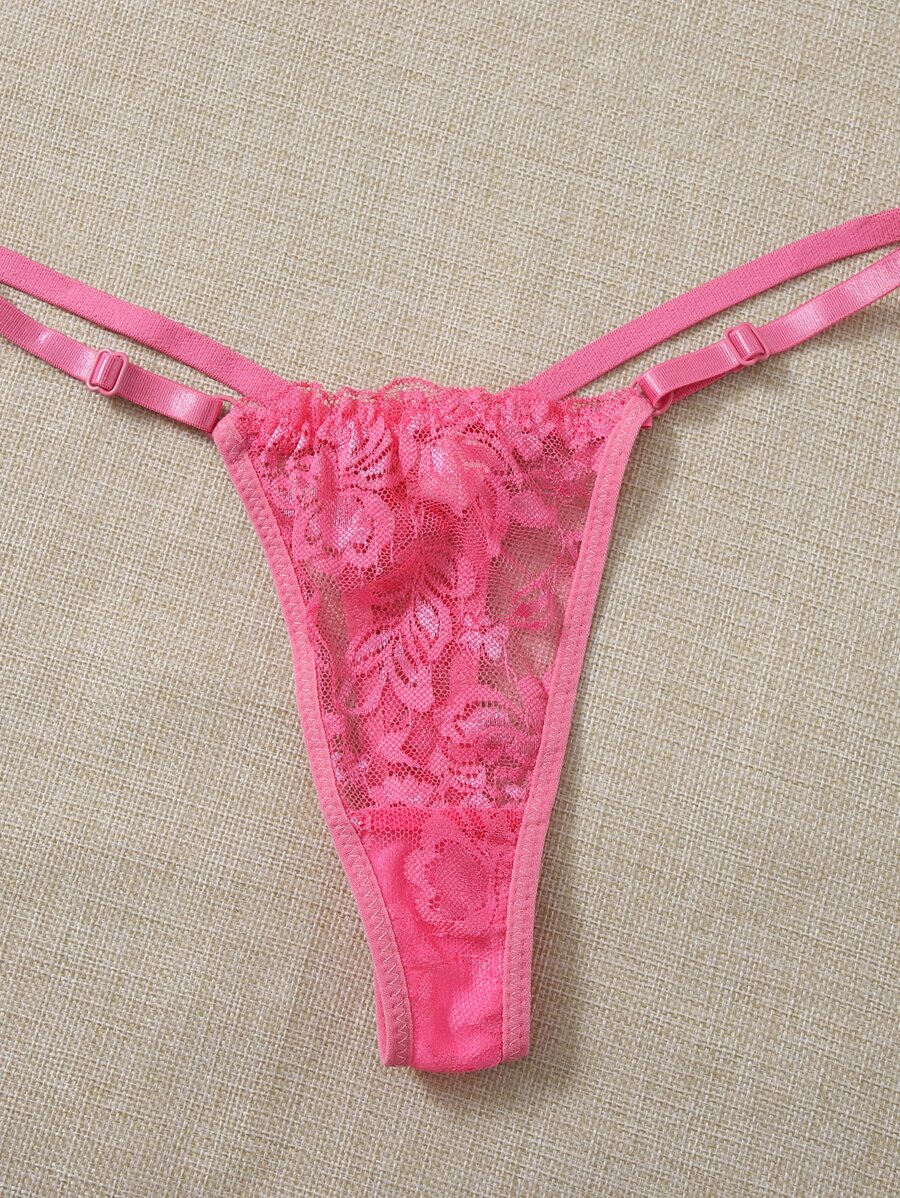 Shein Underwearandsleepwear Basics 7packs Floral Lace Thong Sexy Lingerie