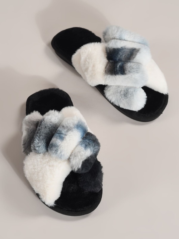 Colorblock Criss Cross Home Slippers, Multicolor Fashionable Color ...