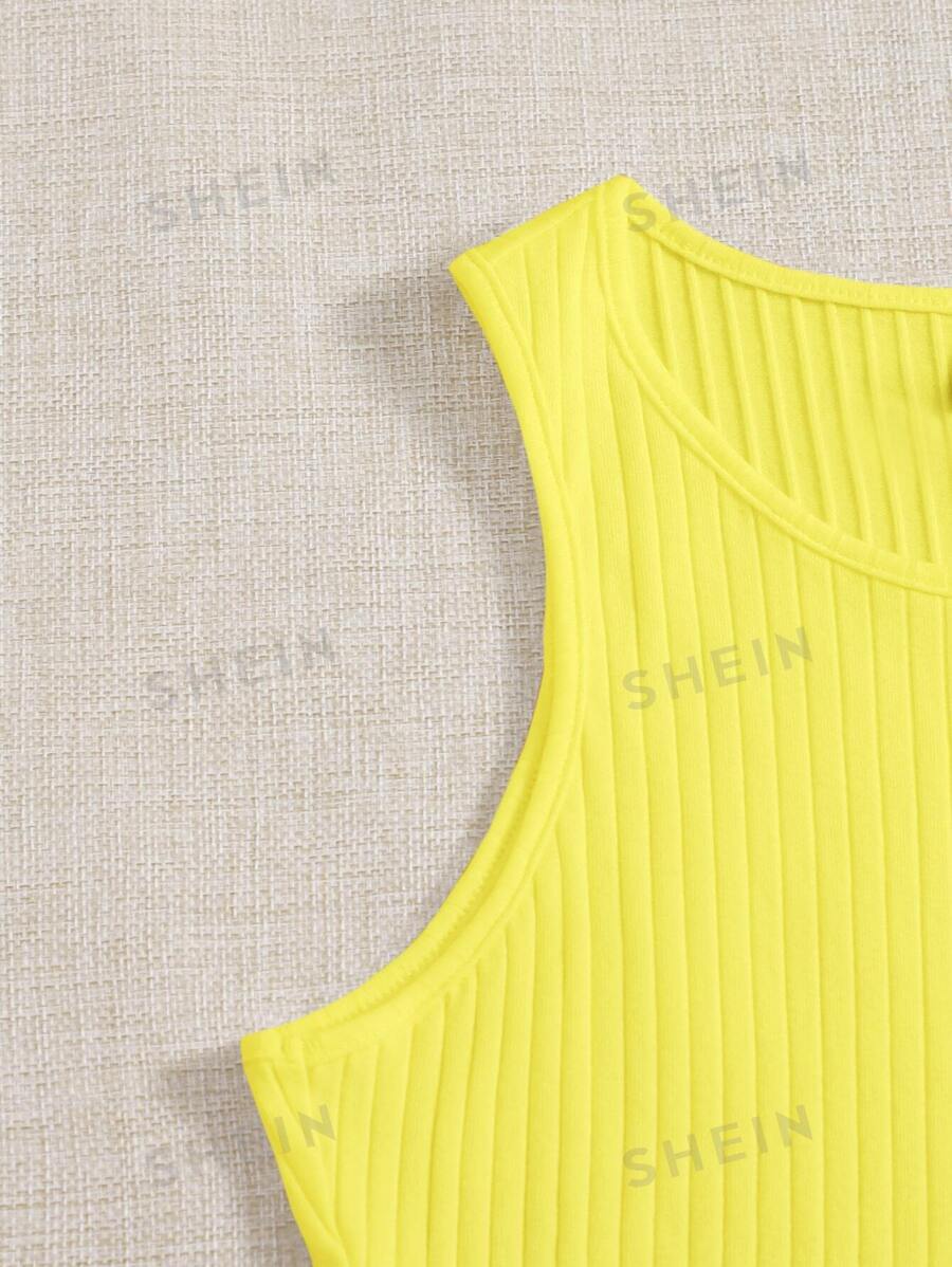 Shein Ezwear Summer Outfits Solid Rib Knit Yellowtank Top Shein Usa