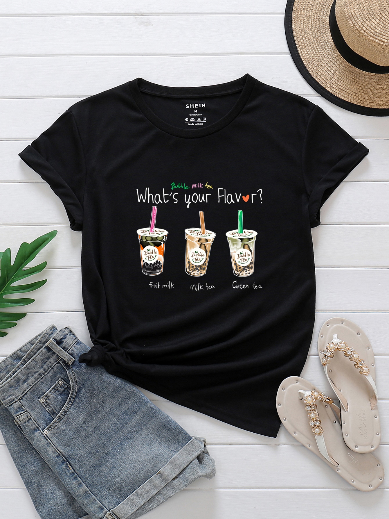 Milk Tea & Slogan Graphic Tee