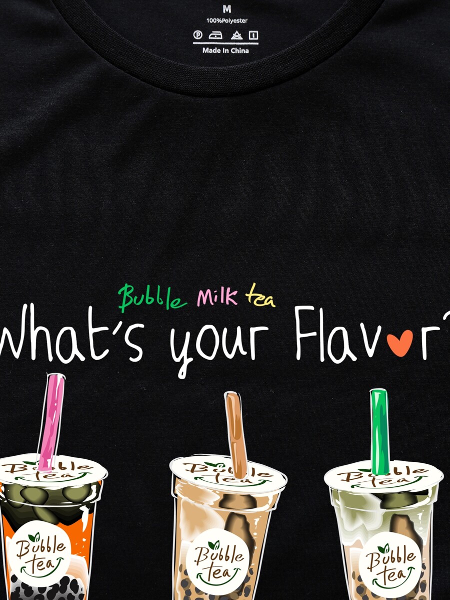 Milk Tea & Slogan Graphic Tee | SHEIN USA
