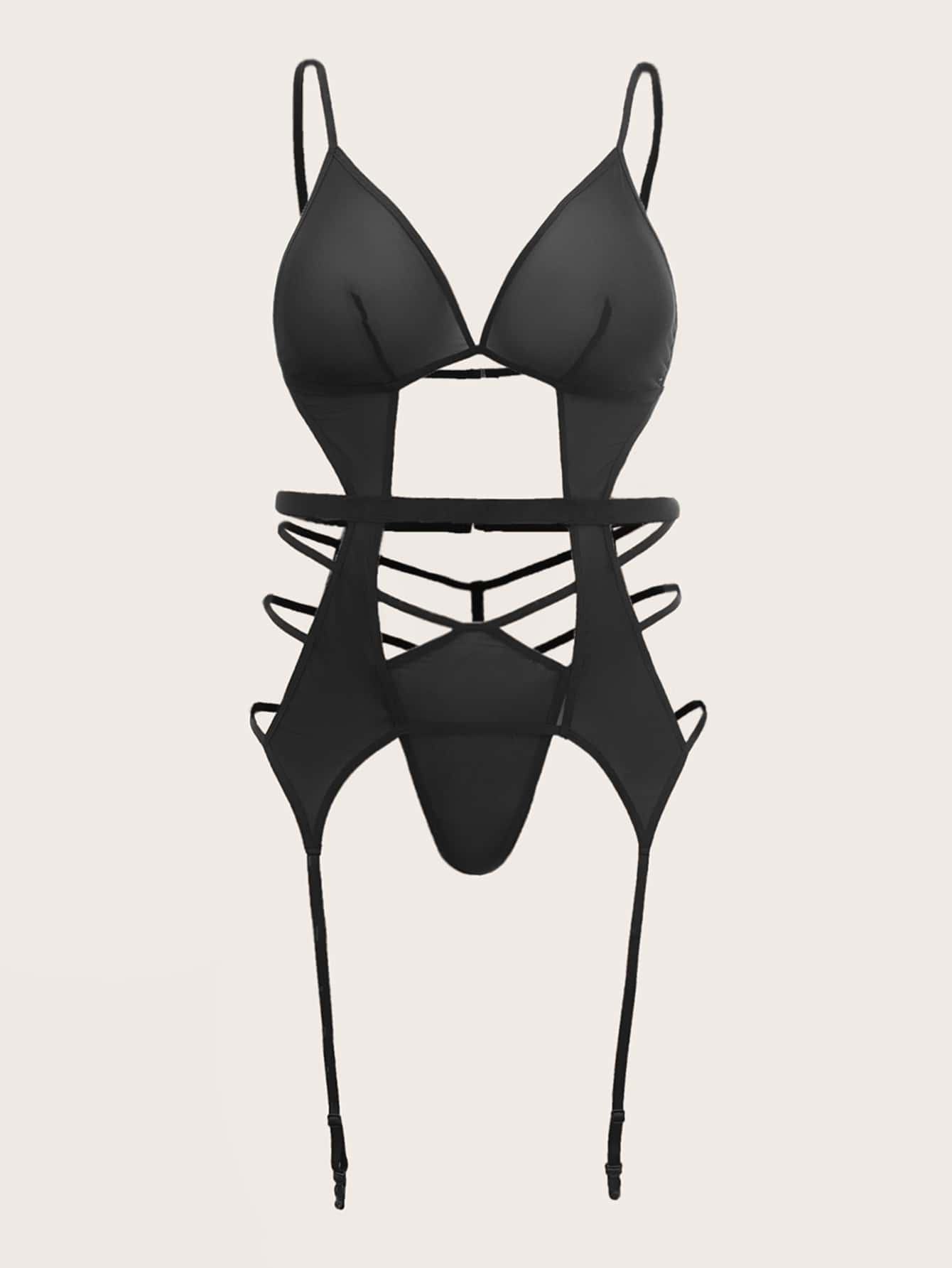 Plus Sheer Mesh Cut Out Garter Thong Lingerie Set for Sale Australia ...