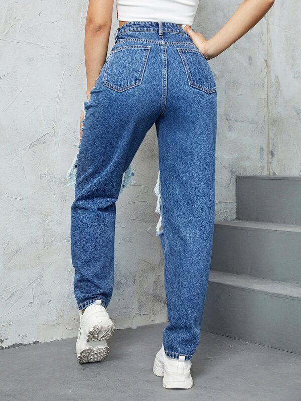 SHEIN High Waist Ripped Jeans | SHEIN USA