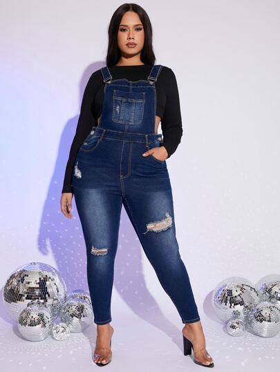 Plus Size Denim Overalls | Fashion Plus Size Denim Overalls | SHEIN USA