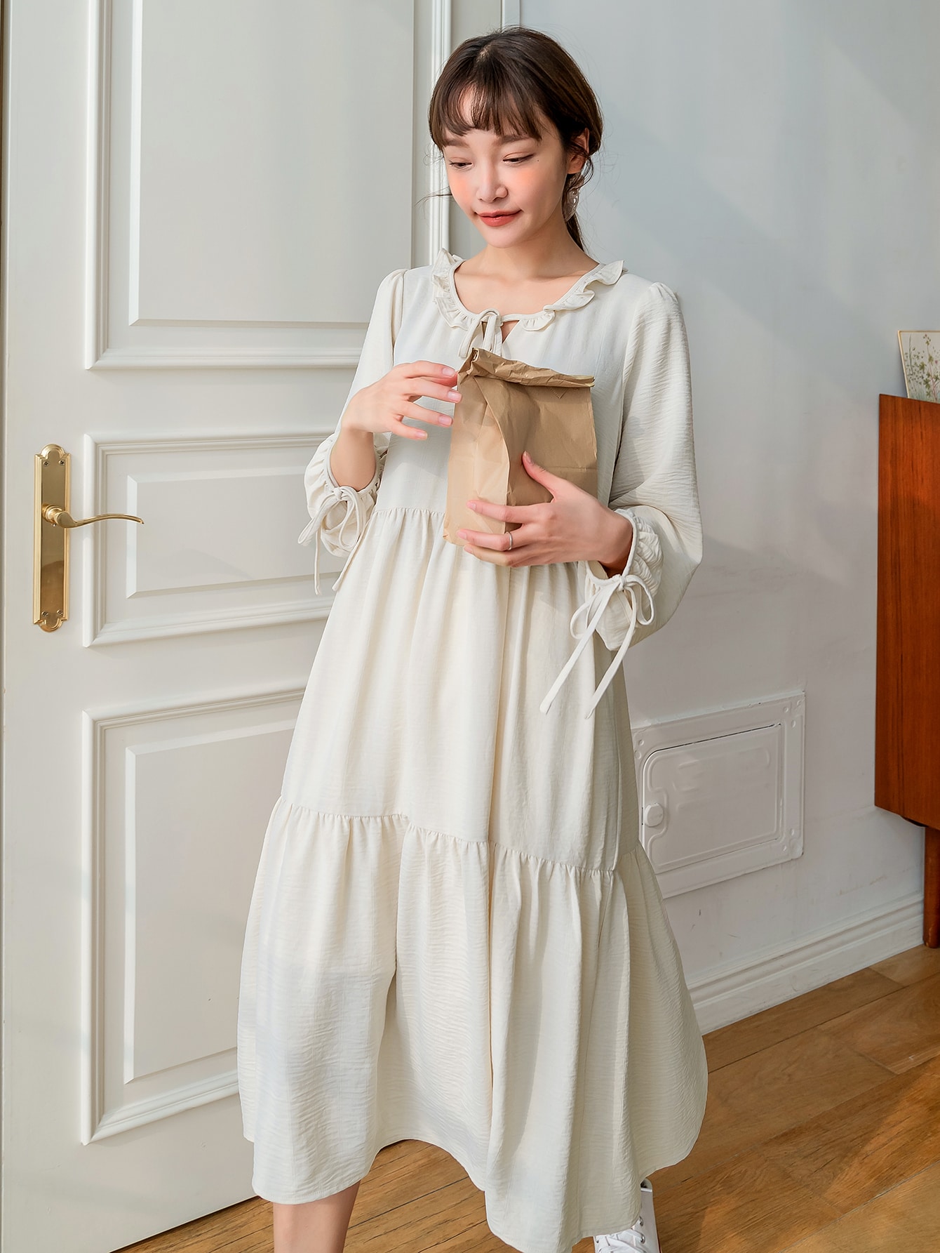 DAZY Vestido Volante rígido Liso Dulce | Mode de Mujer | SHEIN España