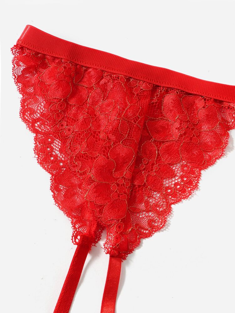 3 Packe Dessous Set Mit Blumenspitze Bügel Strumpfband German Shein