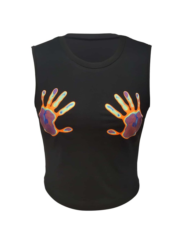 SHEIN ICON Handprint Crop Tank Top | SHEIN UK