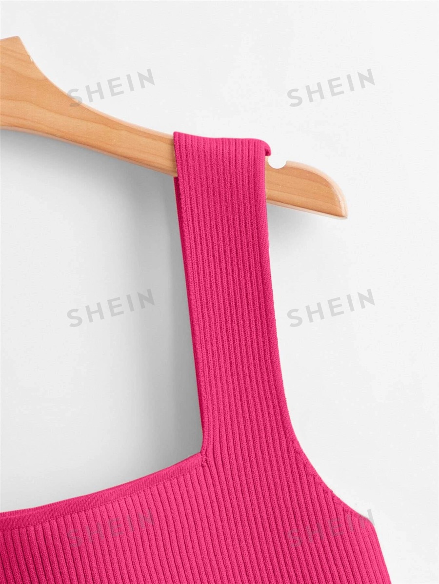 Shein Ezwear Top Tejido De Canalé Unicolor Moda De Mujer Shein México