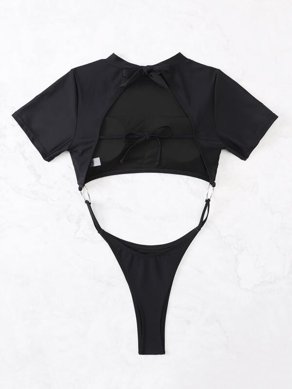 Shein Swim Y2glam Plain Ring Linked One Piece Swimsuit Shein Usa