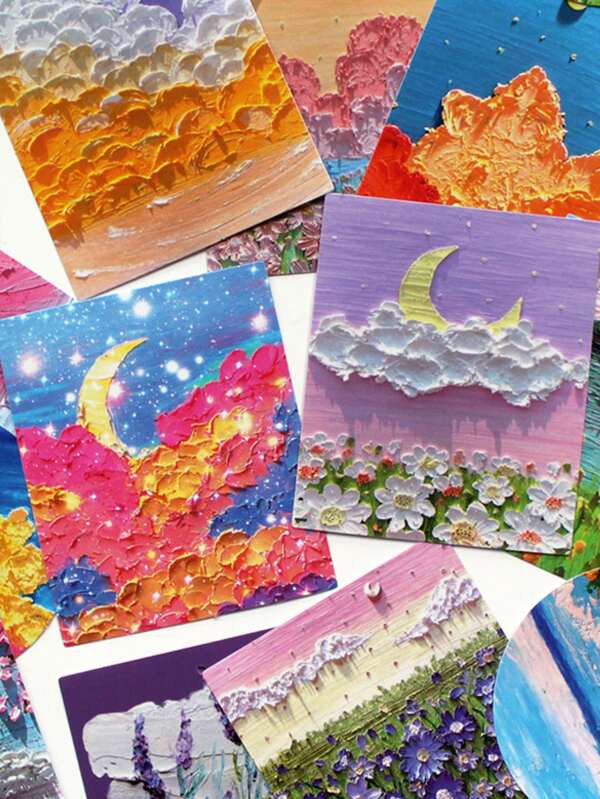 35pcs Aesthetic Oil Painting Landscape Stickers For Water Bottles ...