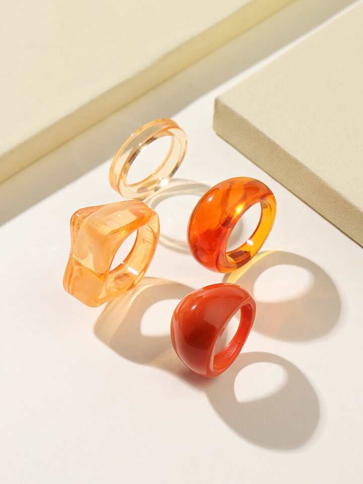 4pcs Simple Resin Ring SHEIN USA