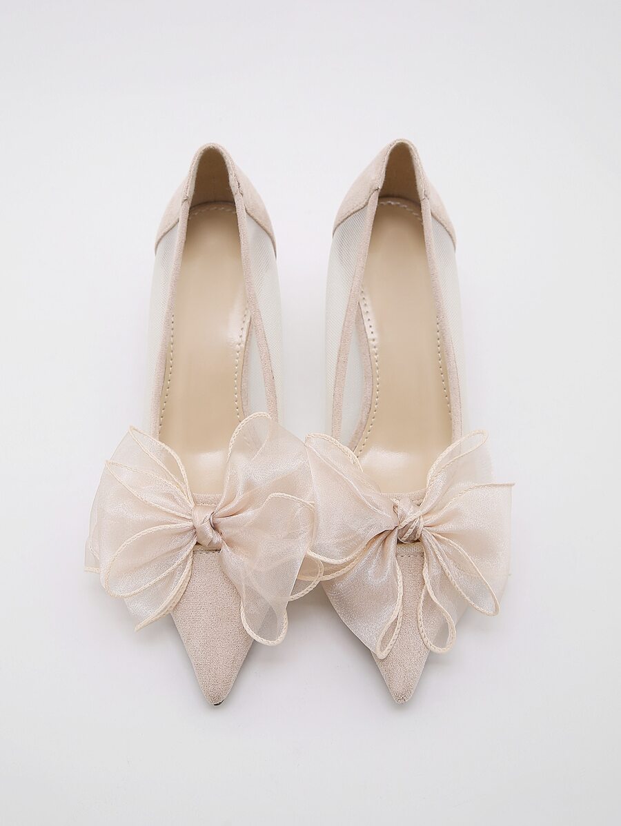 Bow Decor Mesh Panel Pumps | SHEIN USA