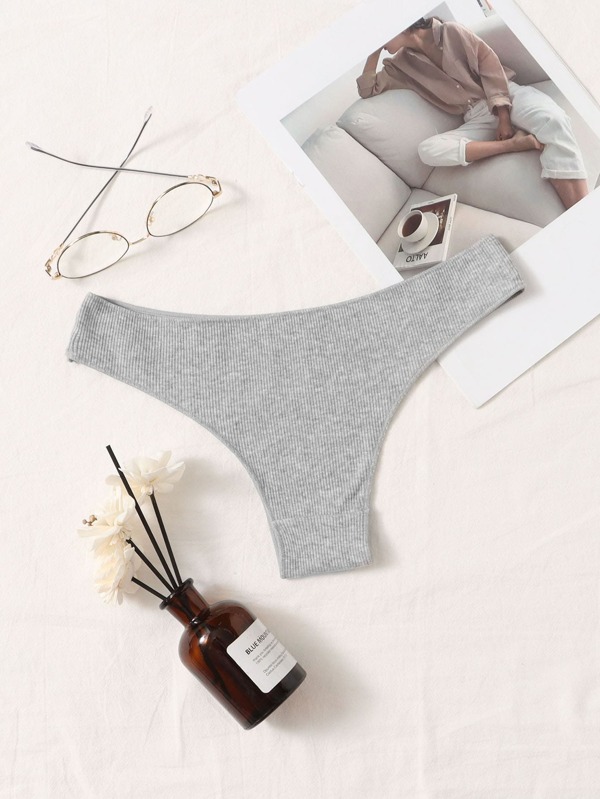 Bragas simple de canalé | Moda de Mujer | SHEIN México