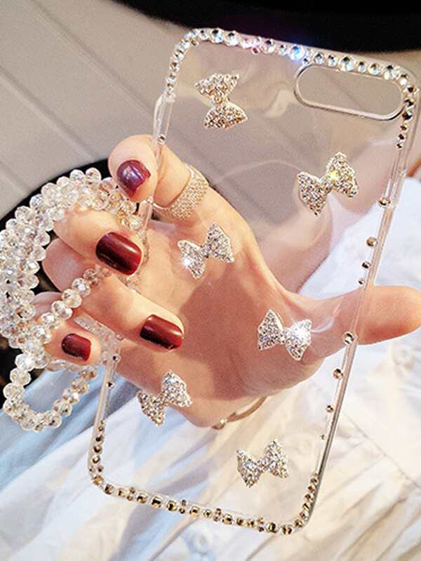 Rhinestone Bowknot Decor Clear Diamond Phone Case | SHEIN USA