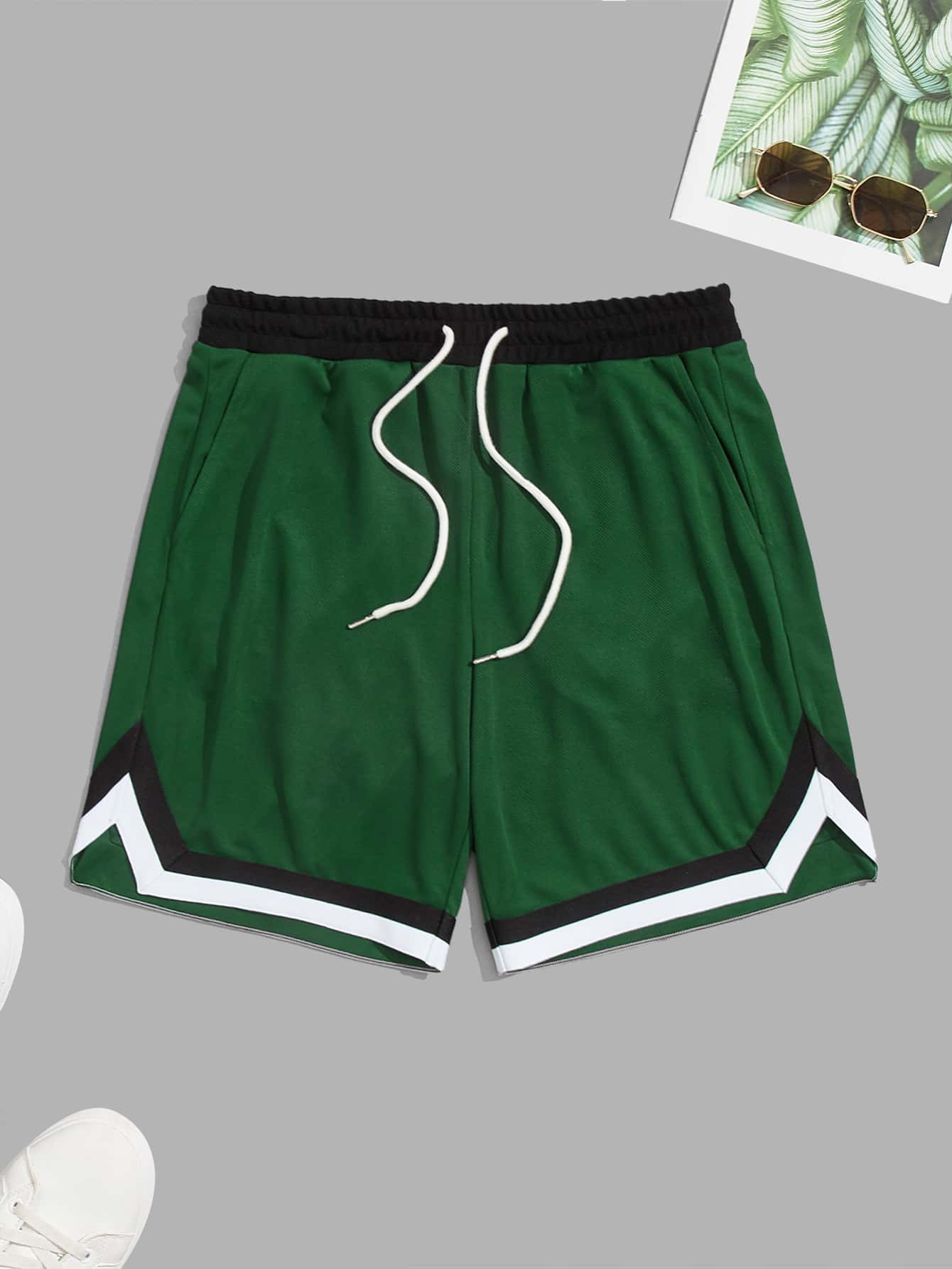 Manfinity Men Drawstring Waist Contrast Binding Track Shorts | SHEIN USA