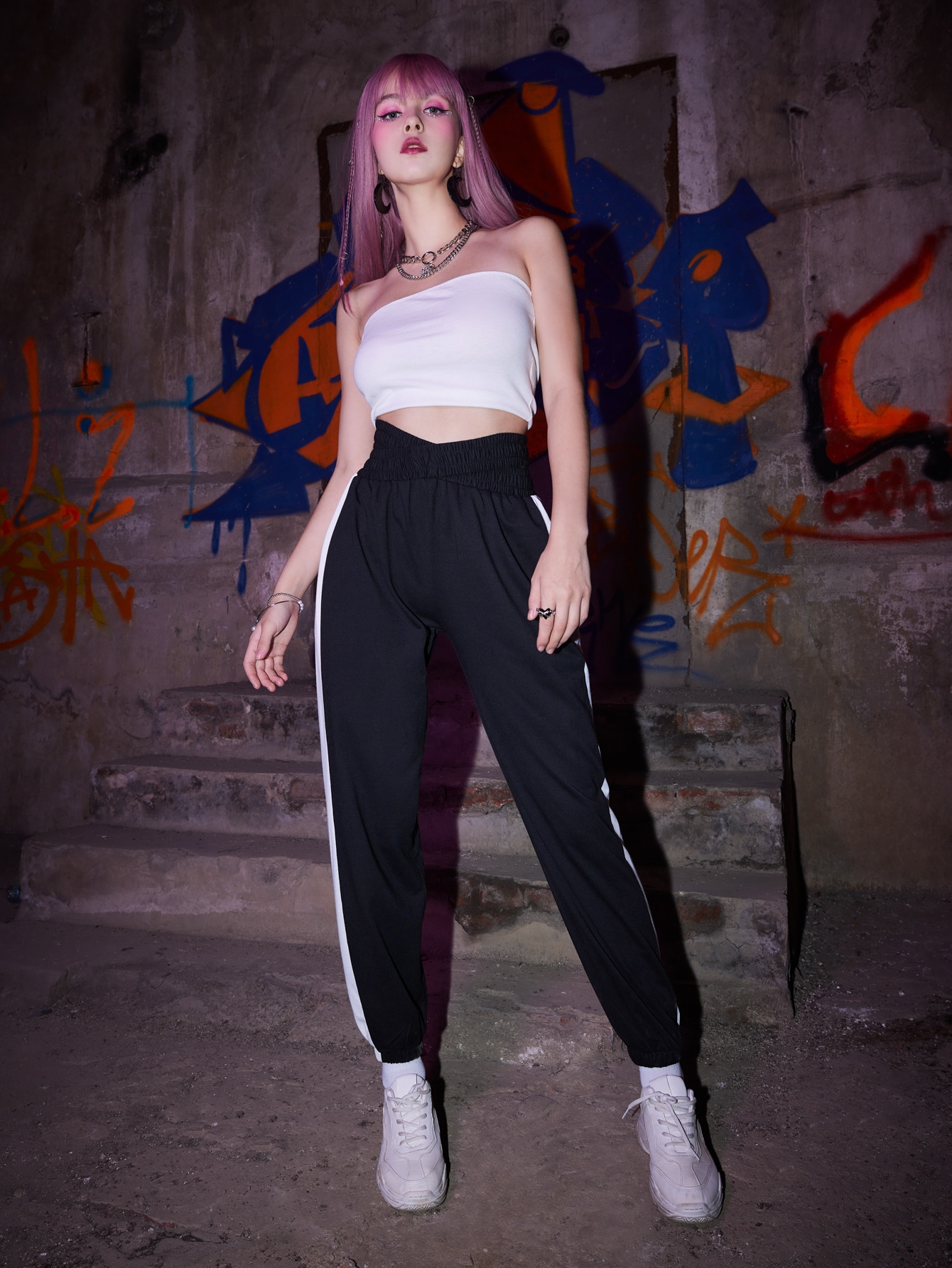 Grunge Punk Tape Side Wrap Waist Sweatpants | SHEIN USA