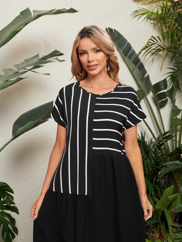 EMERY ROSE Colorblock Striped Dress | SHEIN USA