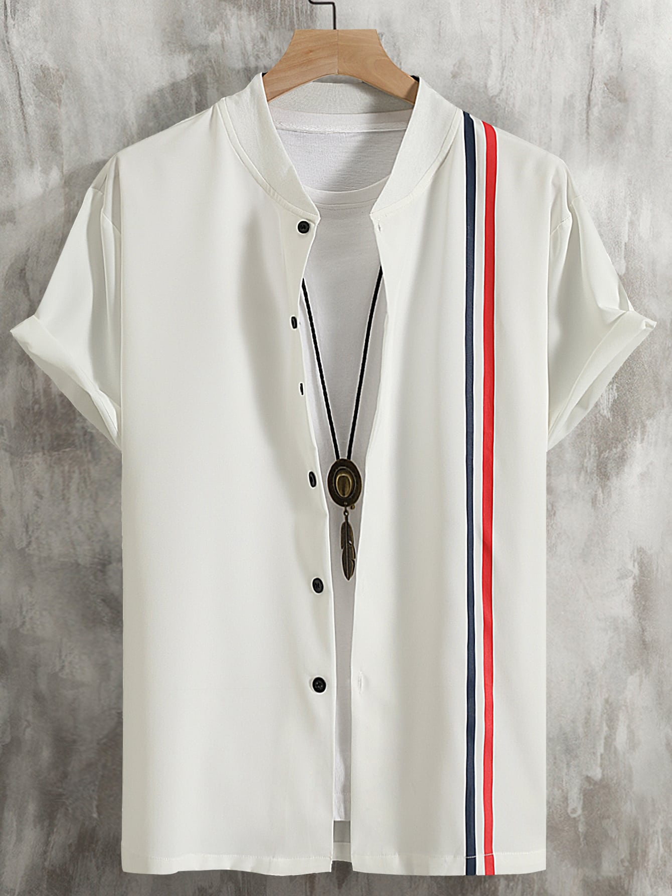 Men Striped Print Shirt Without Tee