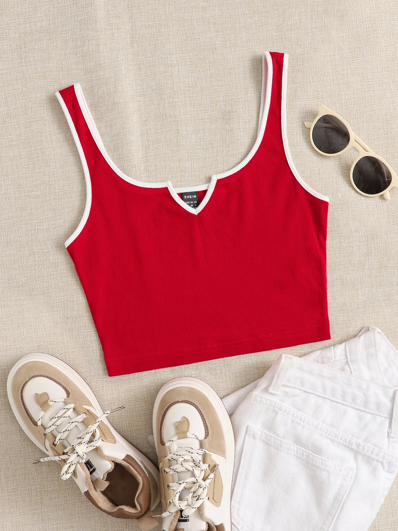 Shein Ezwear Ringer Tank Top Mit Eingekerbtem Kragen Aktuelle Trends