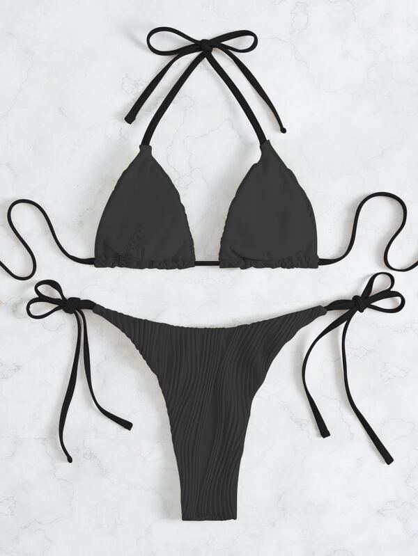 Shein Swim Basics Halter Triangle Tie Side Bikini Swimsuit Shein Usa