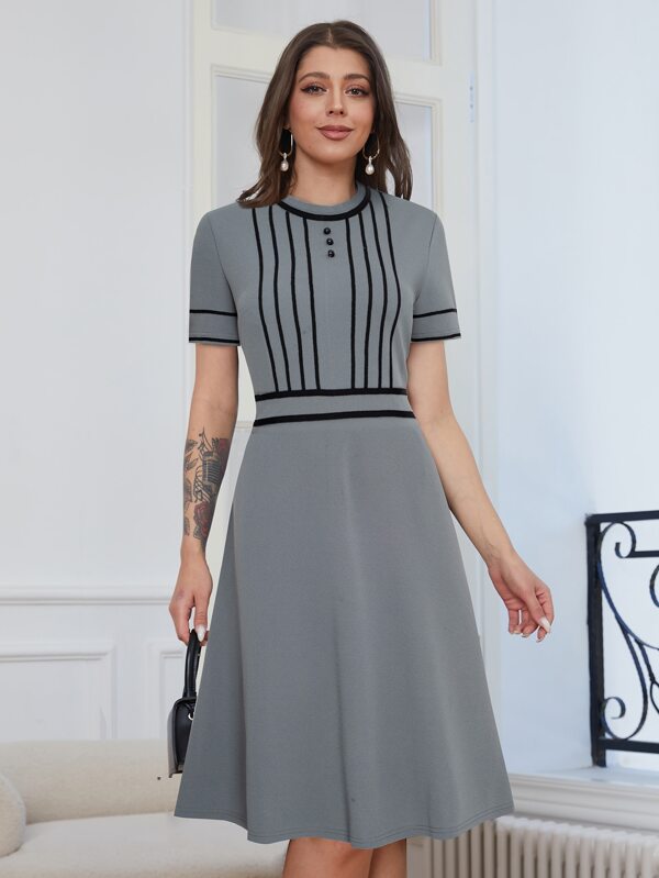 Striped Button Front Dress | SHEIN USA