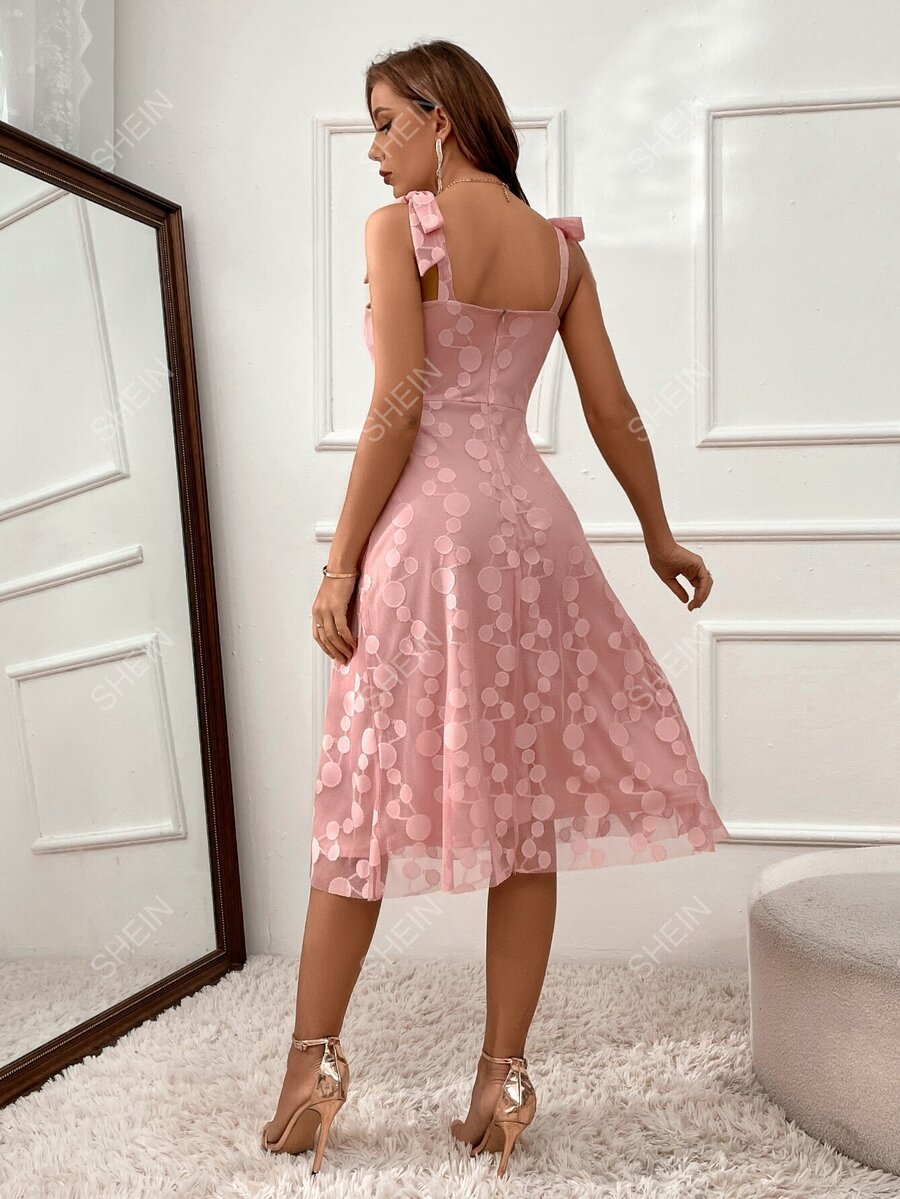 SHEIN Privé Polka Dot Pattern Tie Shoulder Cami Dress | SHEIN UK