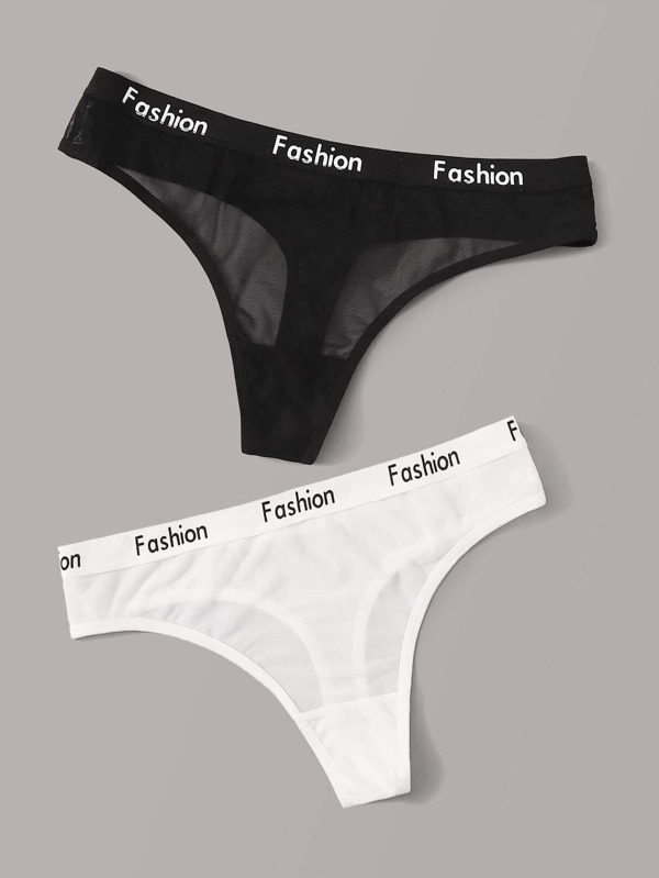 2pack Letter Tape Panty Set Shein Usa