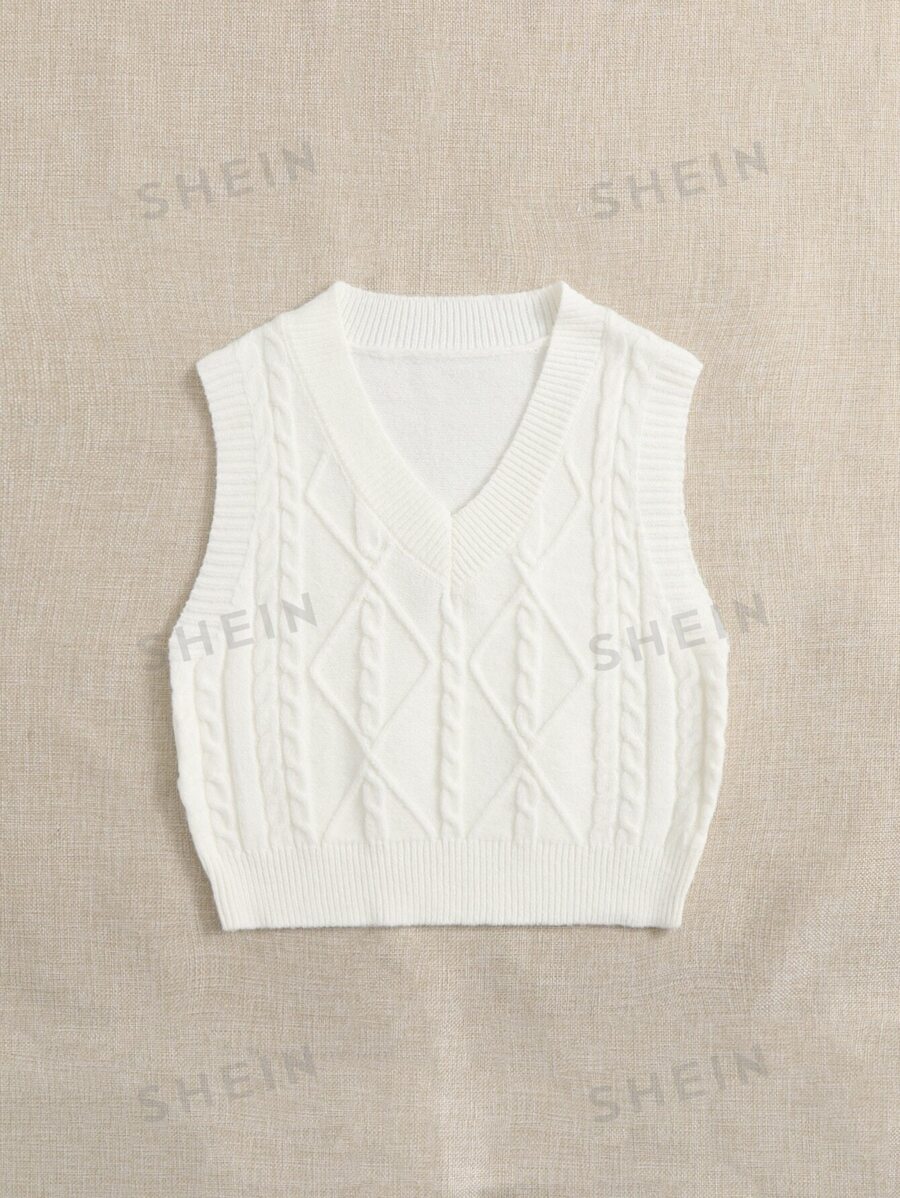Shein Ezwear Cable Knit Sweater Vest Shein Usa