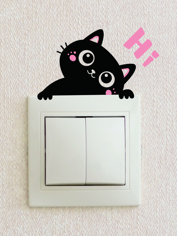 1pc Cartoon Cat Switch Wall Sticker, Cute Self Adhesive Switch ...