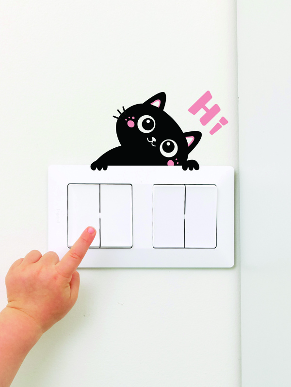 1pc Cartoon Cat Switch Wall Sticker, Cute Self Adhesive Switch ...