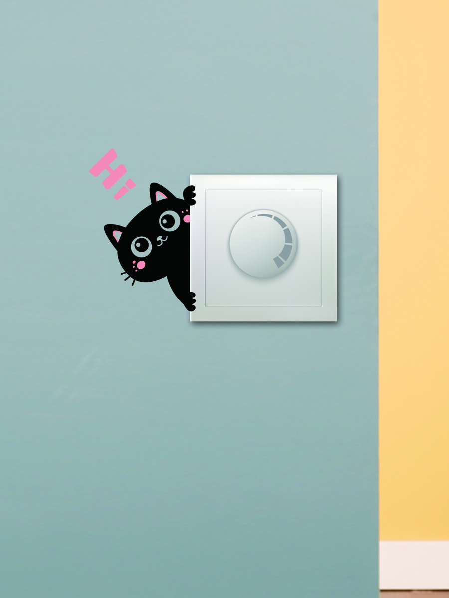 1pc Cartoon Cat Switch Wall Sticker, Cute Self Adhesive Switch ...