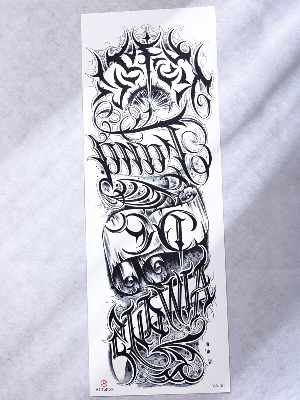 Tattoo Sticker,1 Sheet Large Half Arm Sleeve Letter Graphic Temporary ...