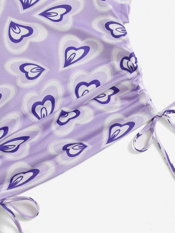 SHEIN Qutie 90s Ruched Drawstring Side Heart Top | SHEIN USA