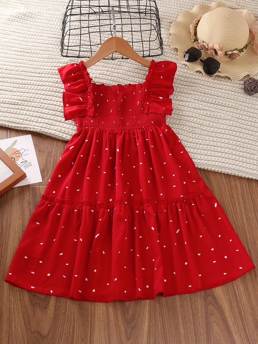 SHEIN Robe sans manches à volants et à imprimé floral pour pré ...