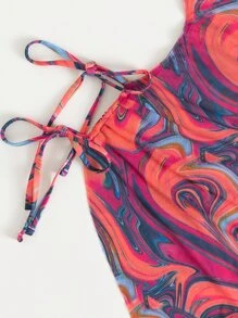 Summer Beach Swirl Print Halter Micro Triangle Bra & Thong Bottom ...