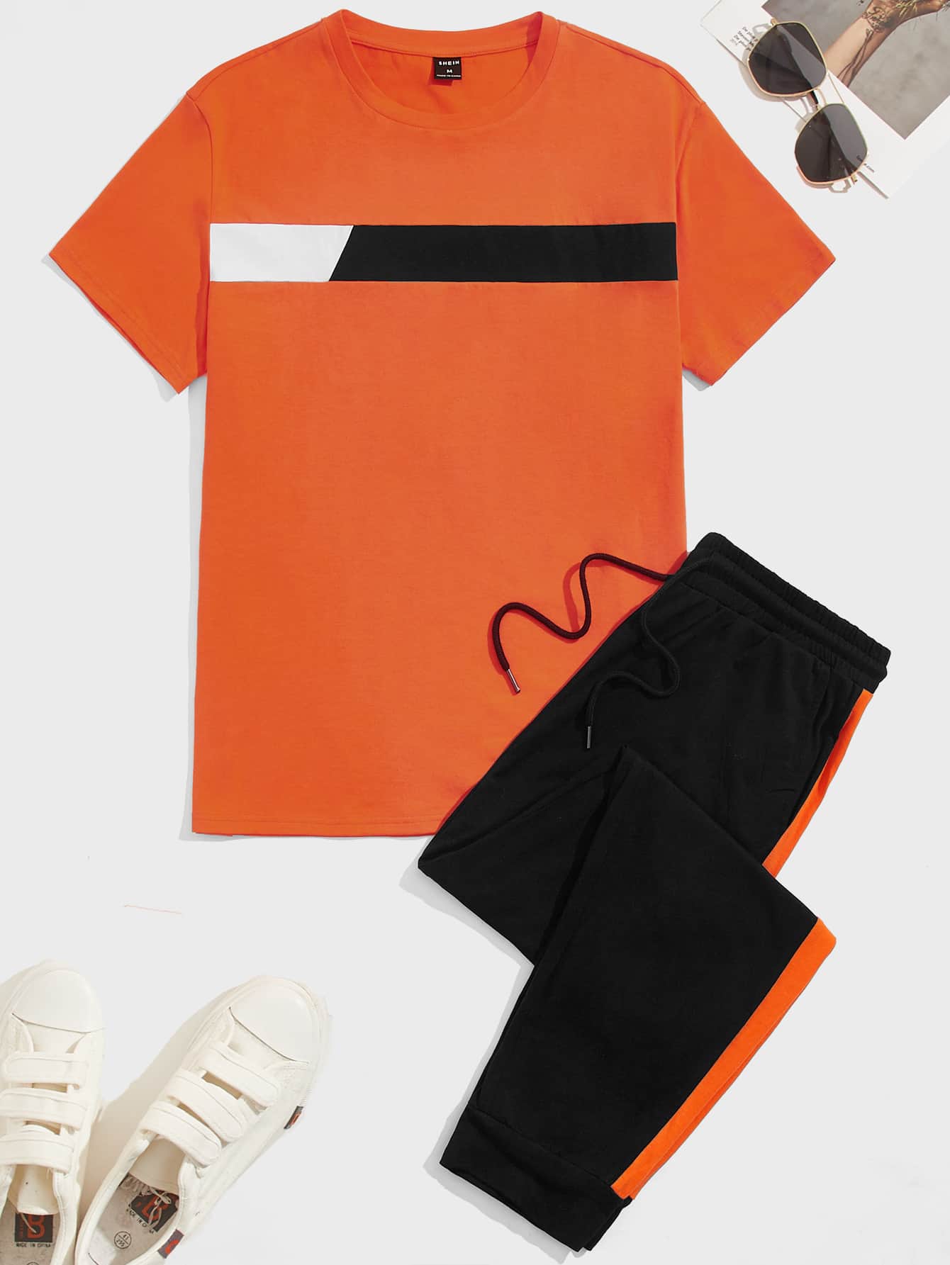 Manfinity Hypemode Men Cotton Colorblock Top & Contrast Sideseam ...