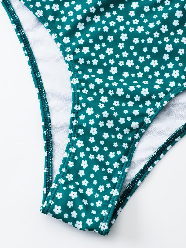 Blümchen Muster Bikini Set Knoten Schulter Bh And Unterteil Mit Hoher