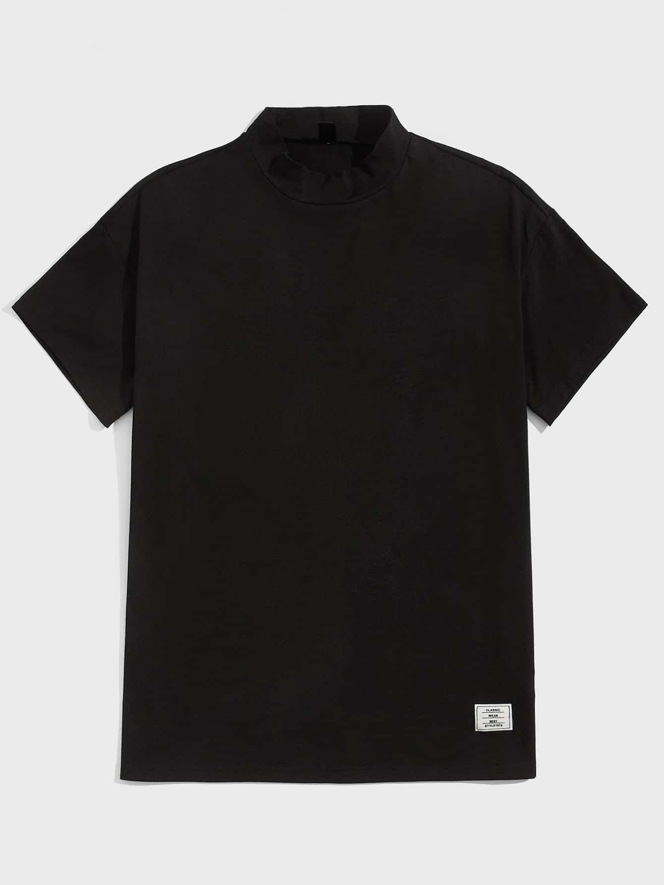 Manfinity VCAY Men T-Shirts Baggy Mock Neck Short Sleeve Basic Tee ...