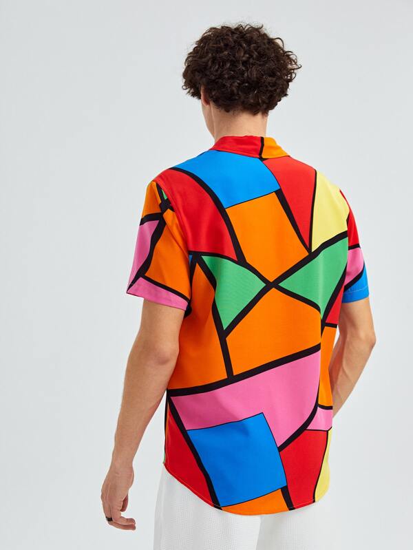 Manfinity Chillmode Men Colorblock Button Up Shirt | SHEIN USA