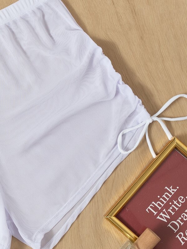 SHEIN Swim Vcay Mesh Drawstring Cover Up Shorts | SHEIN USA