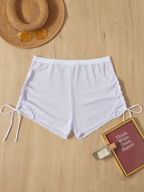 SHEIN Swim Vcay Mesh Drawstring Cover Up Shorts | SHEIN USA