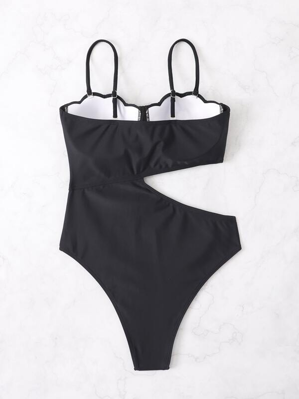 Scallop Trim Cut Out Push Up One Piece Swimsuit Shein Usa
