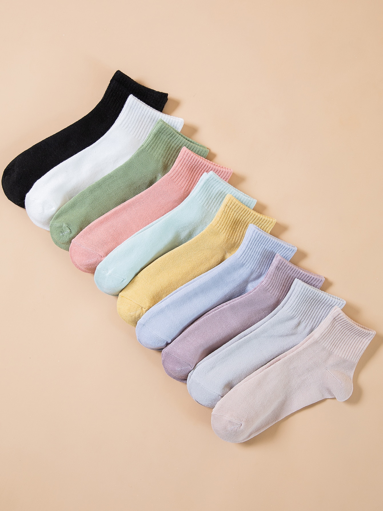10pairs Simple Solid Socks