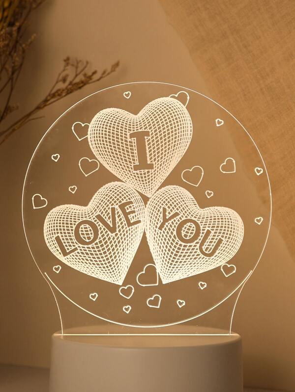 1pc 3 Color Changeable I LOVE YOU 3D Night Light, Modern Letter & Heart ...