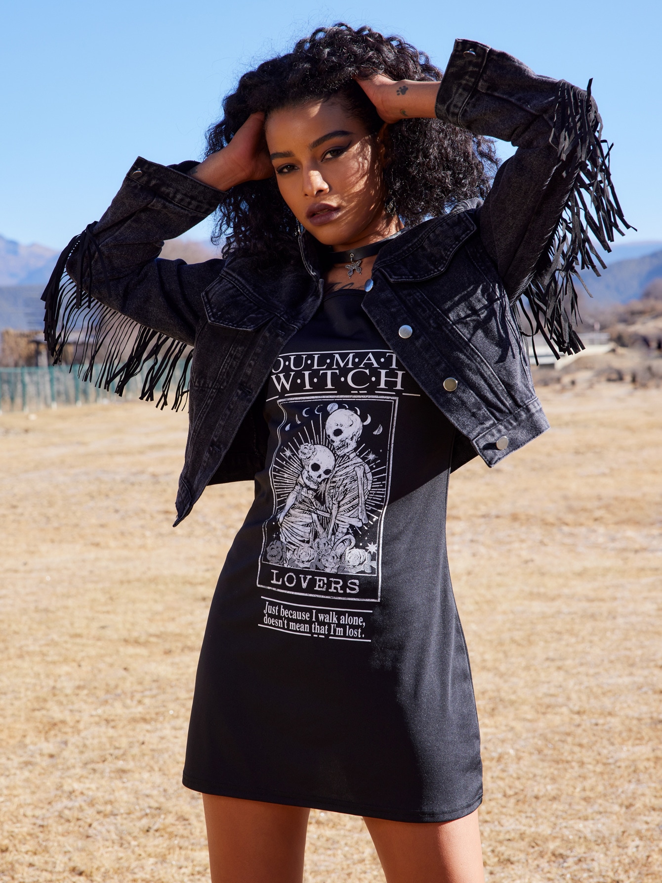 Goth Slogan Skull Graphic Cami Dress | SHEIN UK